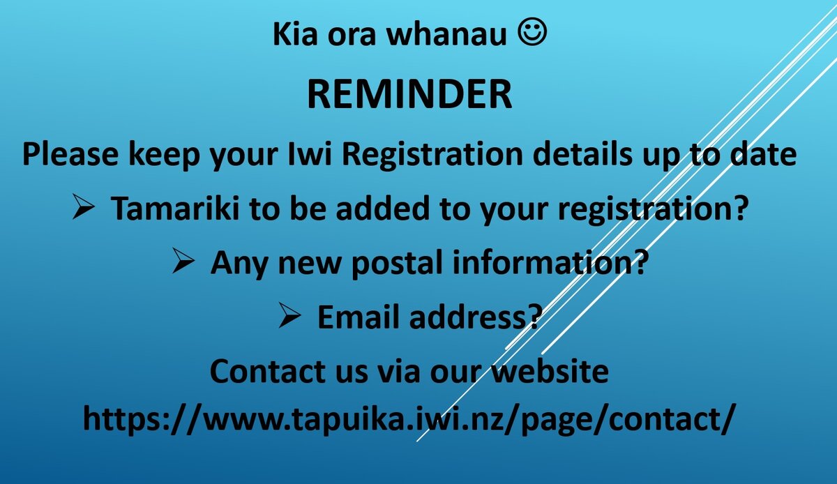 Are your Iwi registration details up to date? | Tapuika Iwi Authority