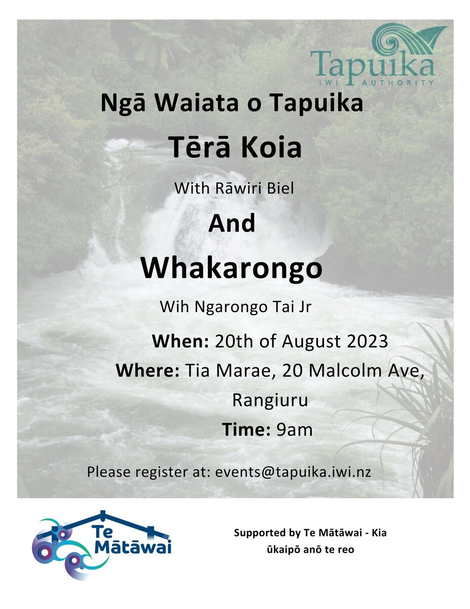 Waiata Wananga - Tēra Kōia | Tapuika Iwi Authority
