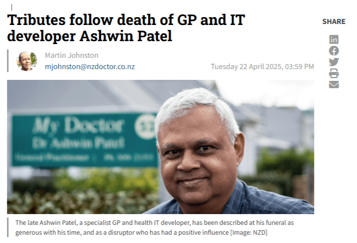 RIP and Thank you Dr Ashwin Patel