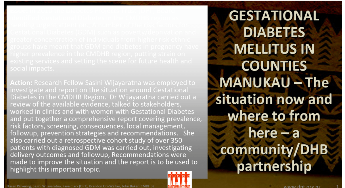 Presentation ADS/ADEA 2011 - GDM in CMDHB and where to from here?