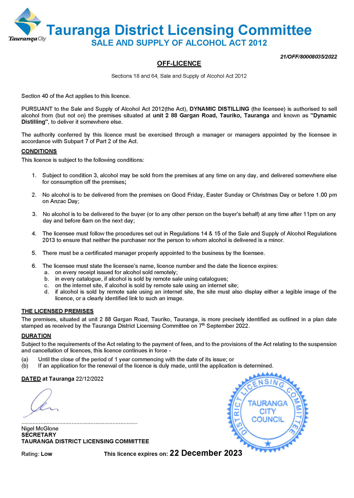 Alcohol Licence | Dabblers