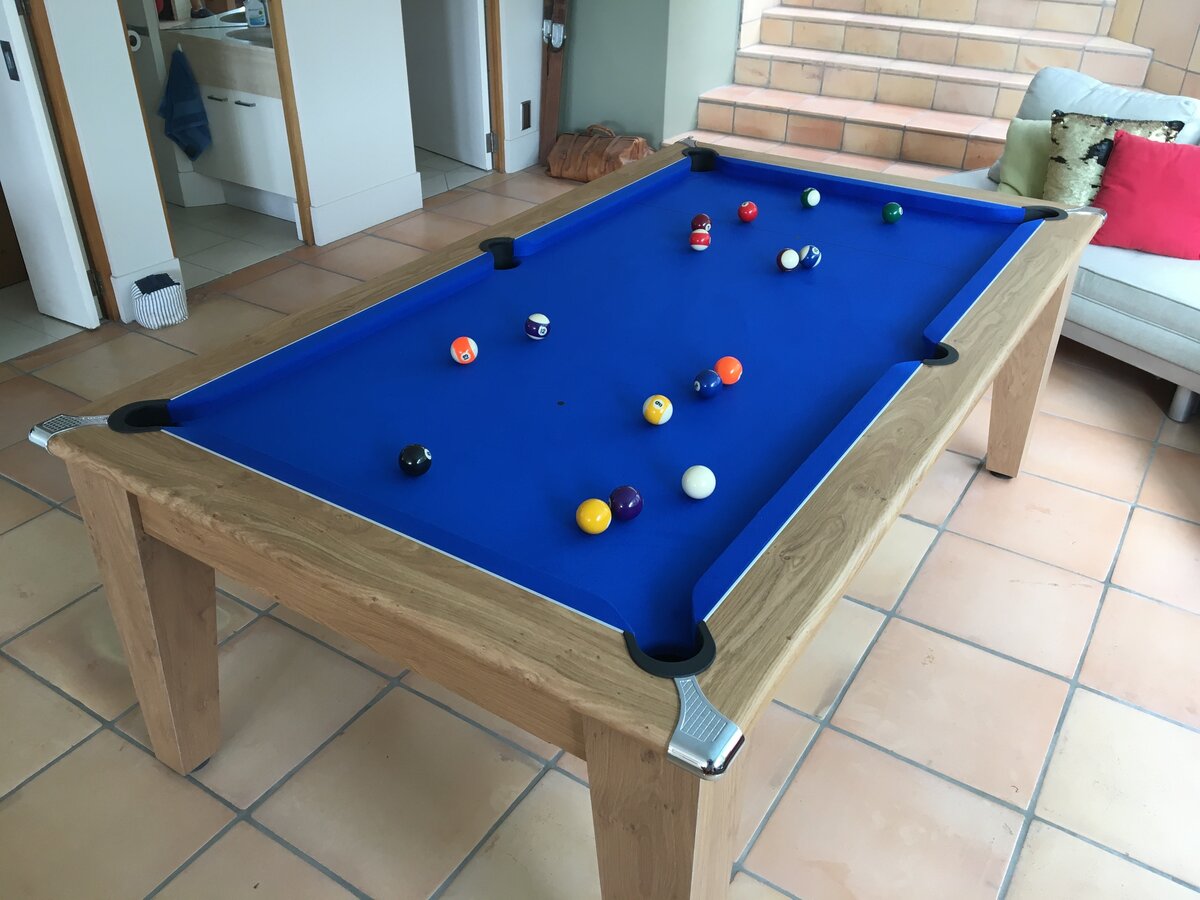 My Pool Table | The Chelsea Pool Table in Oak and Blue