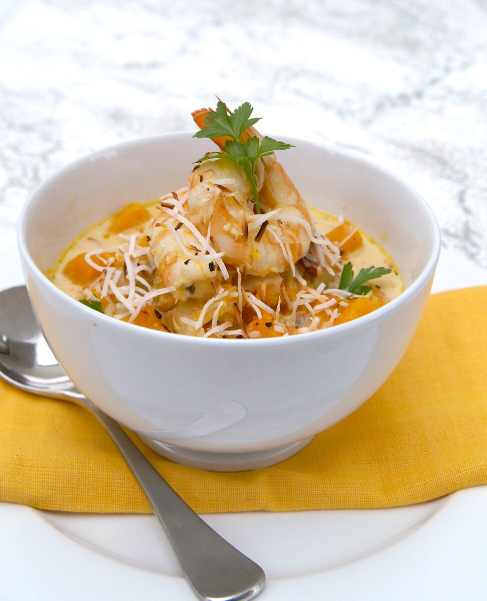 Pumpkin & Coconut Prawn Soup | Irvine Holt