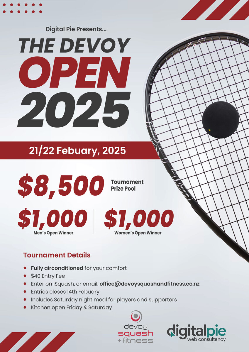 Digital Pie Devoy Open with $8500 prize money | Devoy Squash & Fitness