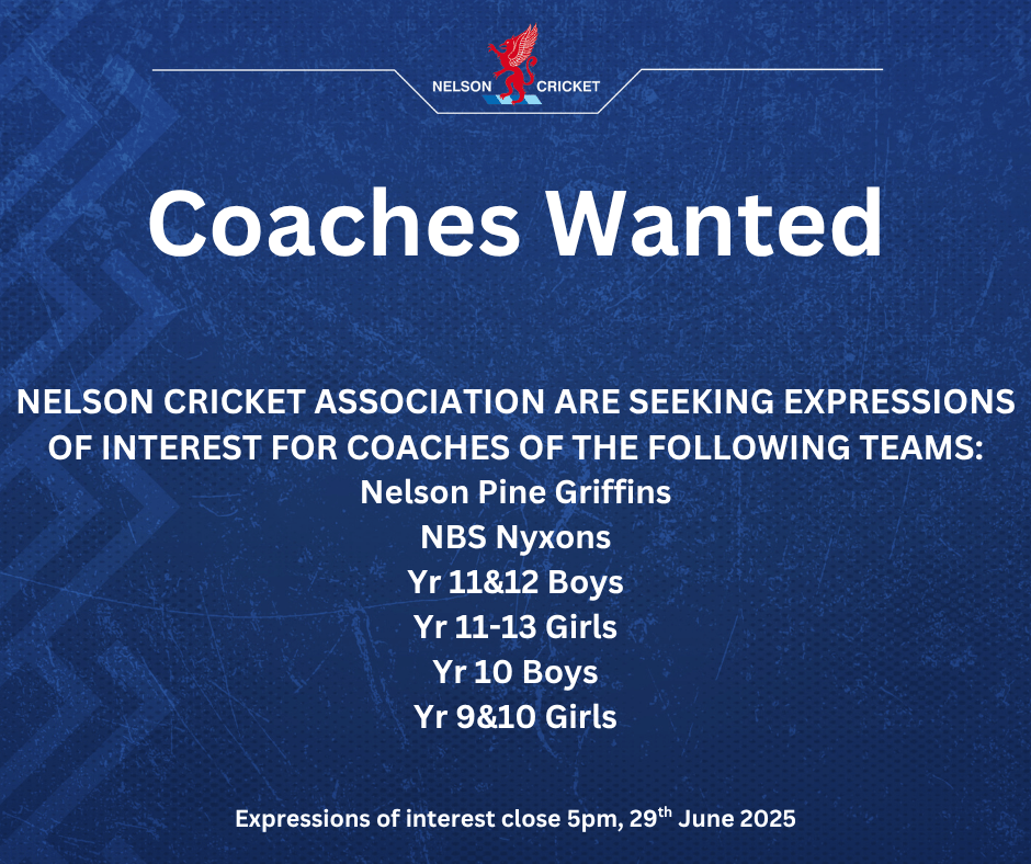 Coaching Opportunities Open for 2025/26 Representative Season | Nelson Cricket Association
