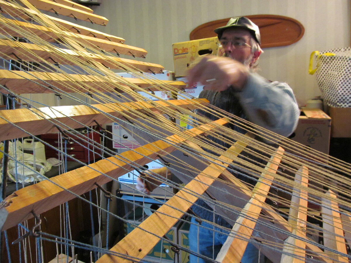 The process of weaving NZ wool on our heritage loom
