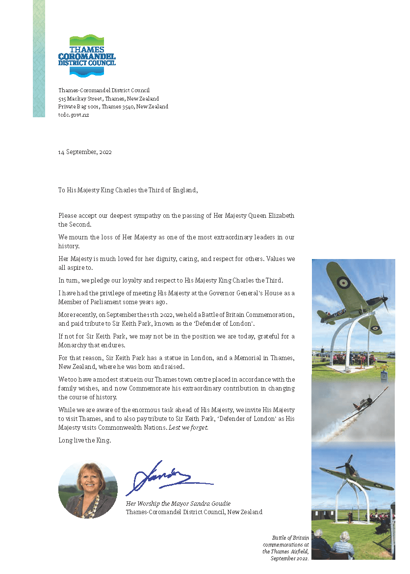 WOW, A GREAT ACCOLADE FROM OUR MAYOR! | Sir Keith Park Memorial ...