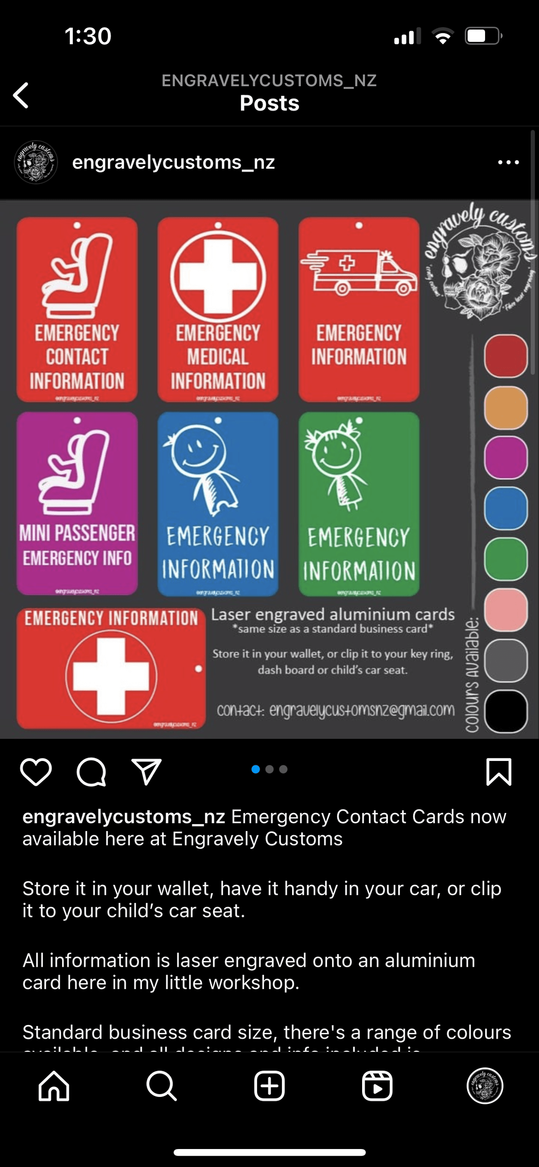 Emergency Information Cards | Engravely Customs NZ