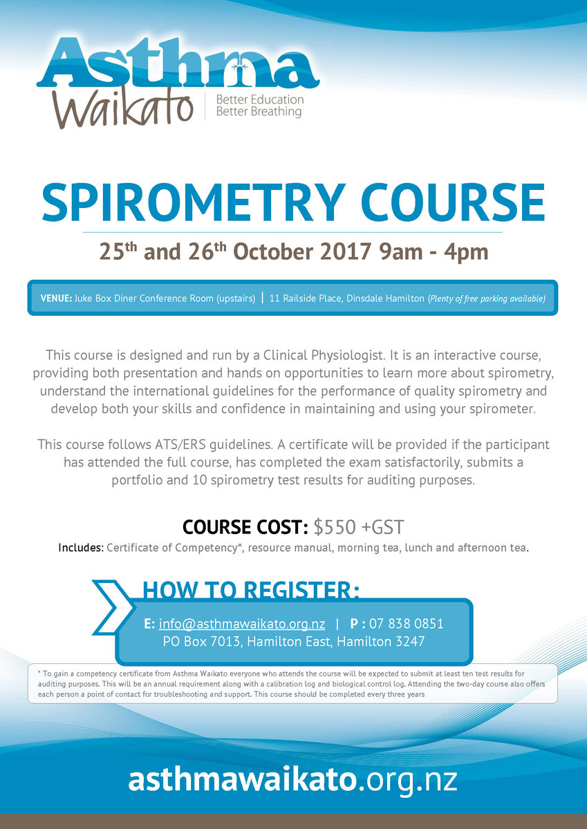 Spirometry Course - 25th and 26th Oct 2017 | Asthma Waikato