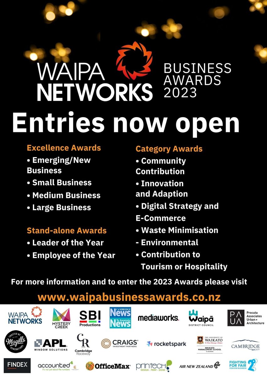 Waipa Networks Business Awards close on the 13th February | Te Awamutu ...